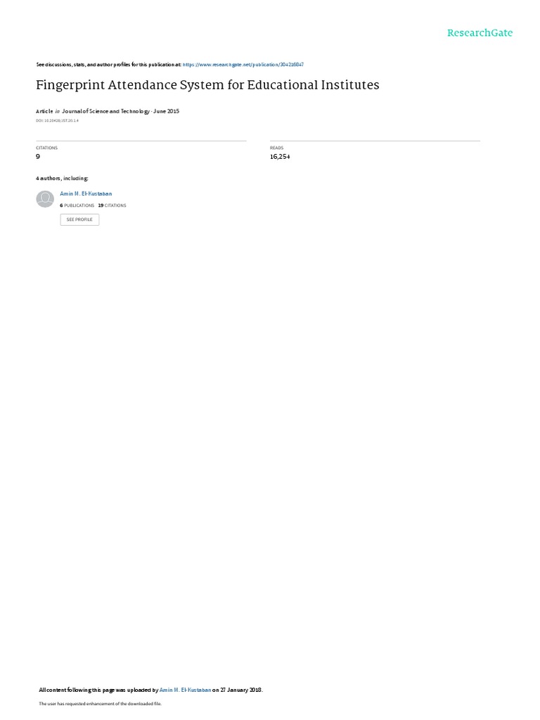 Fingerprint Attendance System For Educational Inst | PDF | Fingerprint ...