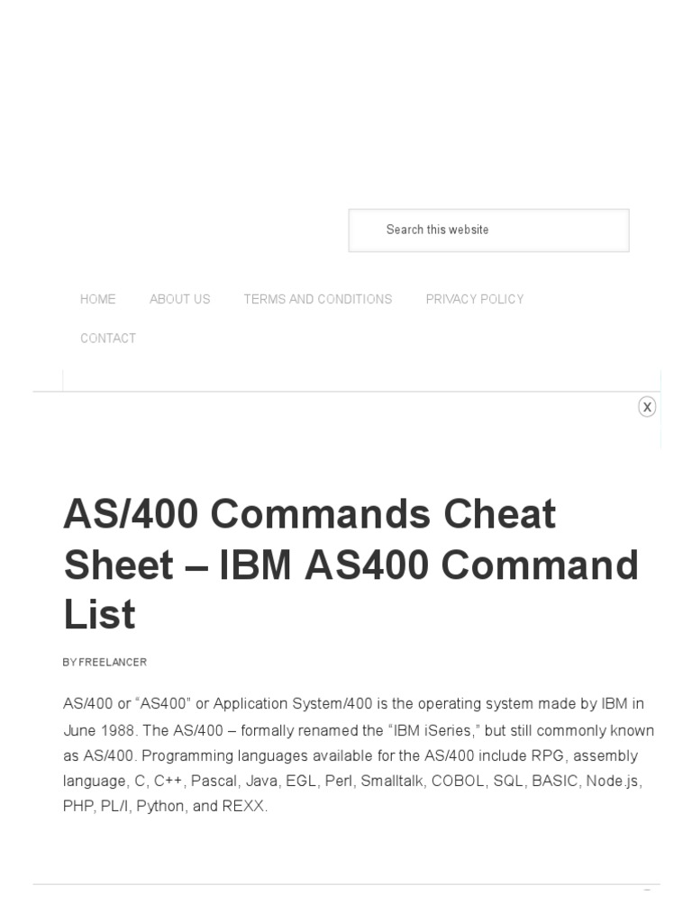 AS - 400 Commands Cheat Sheet - IBM AS400 Command List | PDF ...