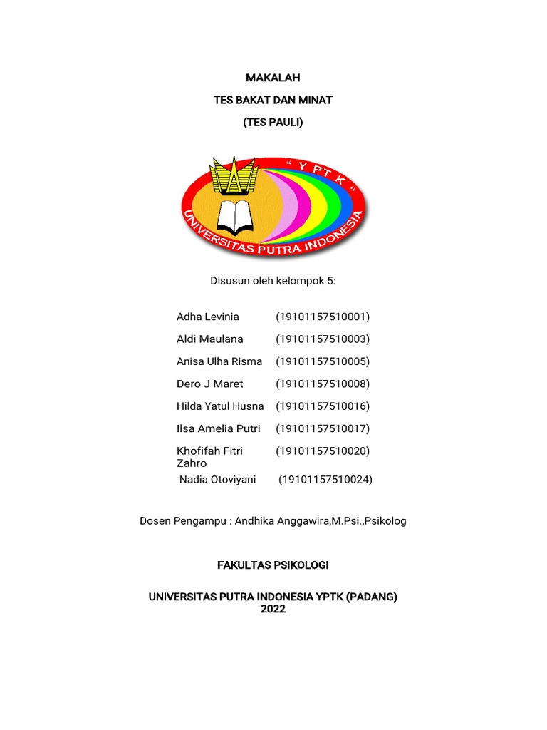 Tes Pauli: Analisis Bakat dan Minat | PDF