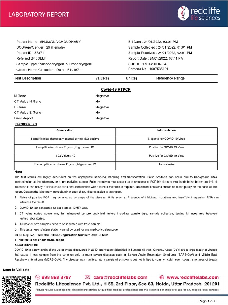 Test - Report 24 - 01 - 2022 | PDF | Polymerase Chain Reaction ...