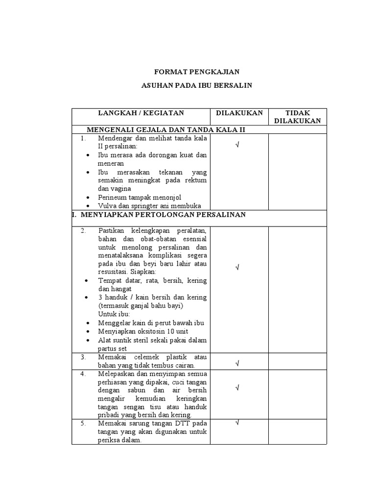 Format Pengkajian Inc Lembar Ceklis | PDF