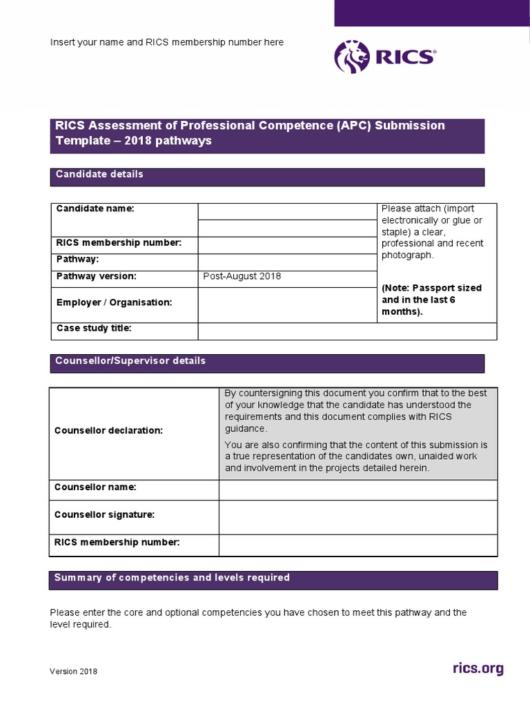 RICS APC Submission Template 2018 | PDF | Cognition