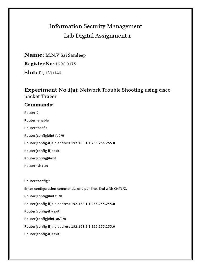 Ism Digital Assignment 1 | PDF | Router (Computing) | Network Protocols