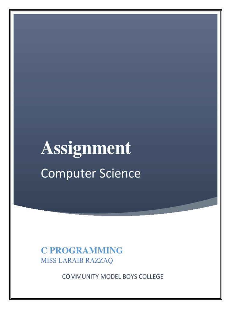 Assignment Computer Science Pdf Computer Programming Computing 1938