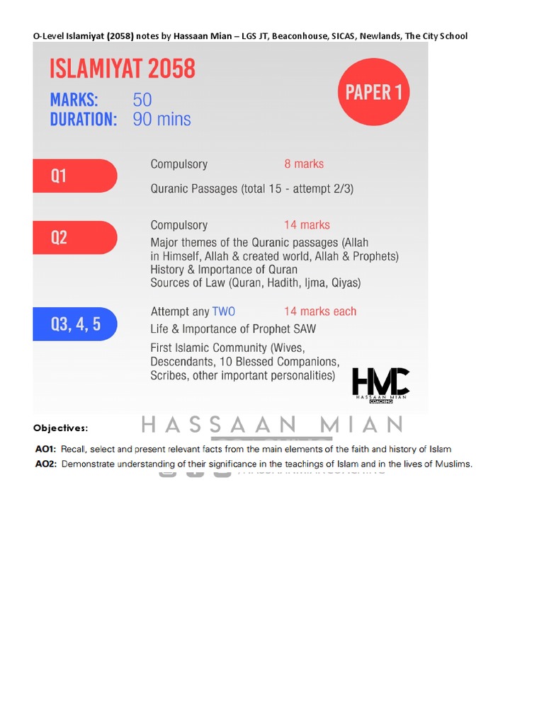 Islamiyat Topical Notes p1 p2 HMC Pointers | PDF | Prophets And ...