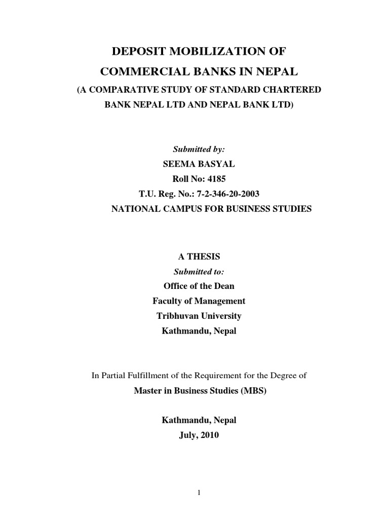 THESIS - PDF On Deposit Mobilization | PDF | Banks | Statistical ...