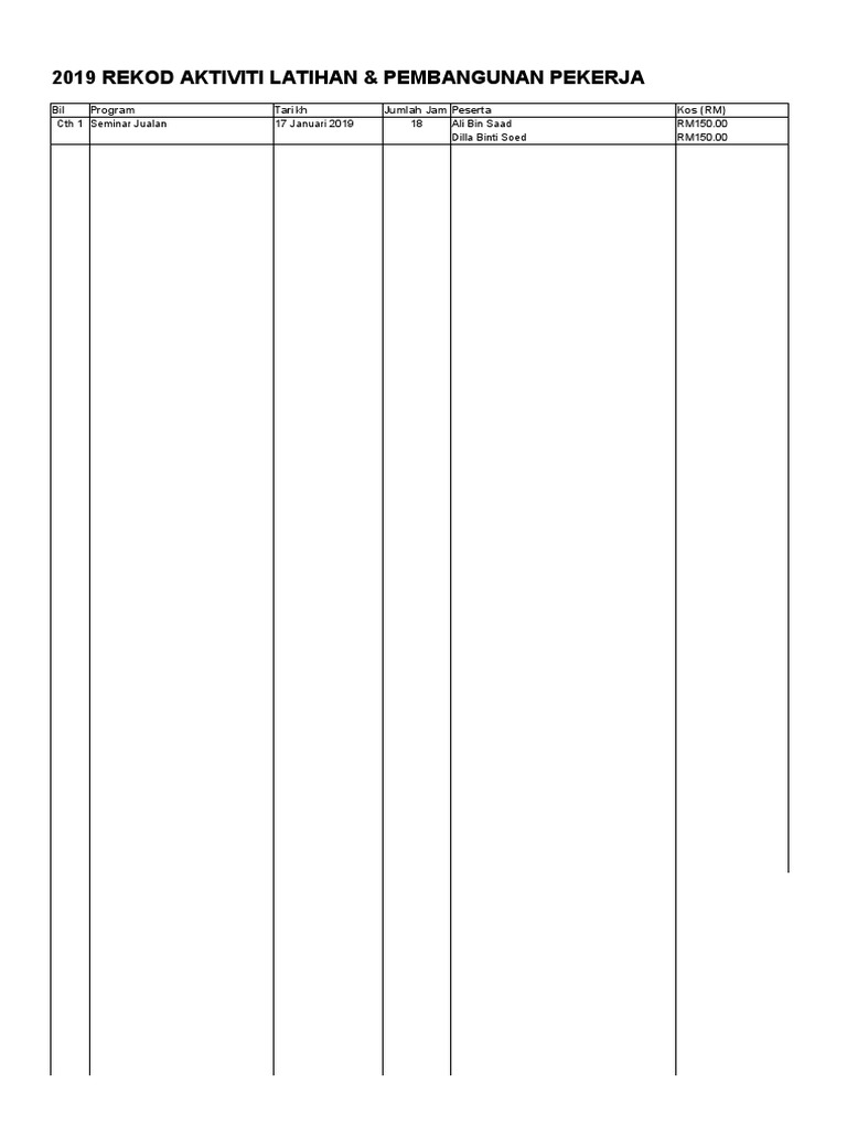 6 - Contoh Rekod Tahunan Aktiviti Latihan & Pembangunan | PDF