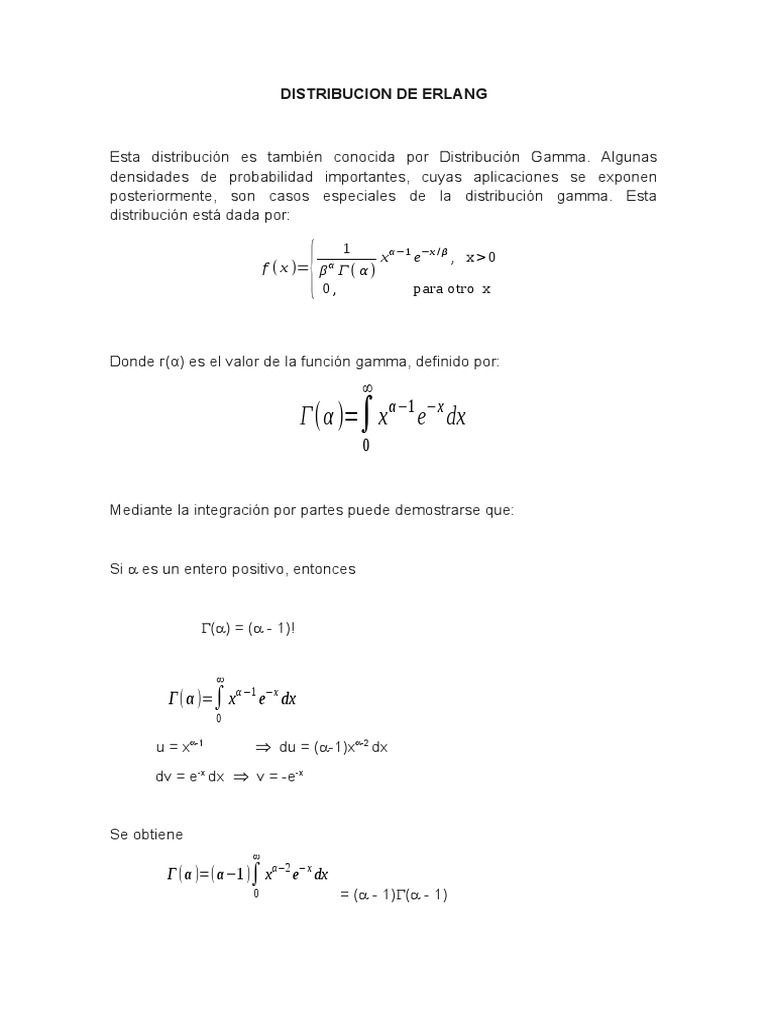 Distribucion de Erlang | PDF | Integral | Distribución de probabilidad