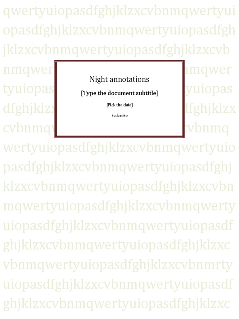 Night Annotations: (Type The Document Subtitle) | PDF | Auschwitz ...