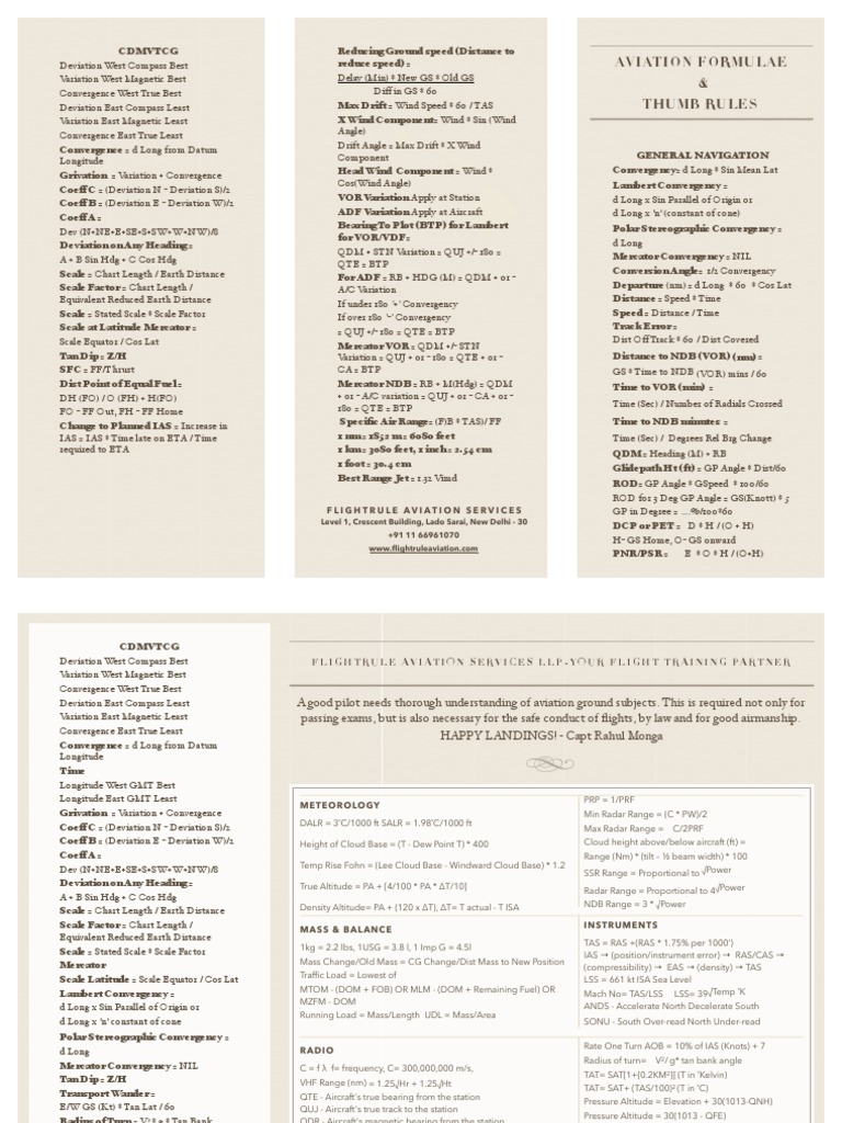 Aviation Thumb Rules For Pilots | PDF | Latitude | Compass