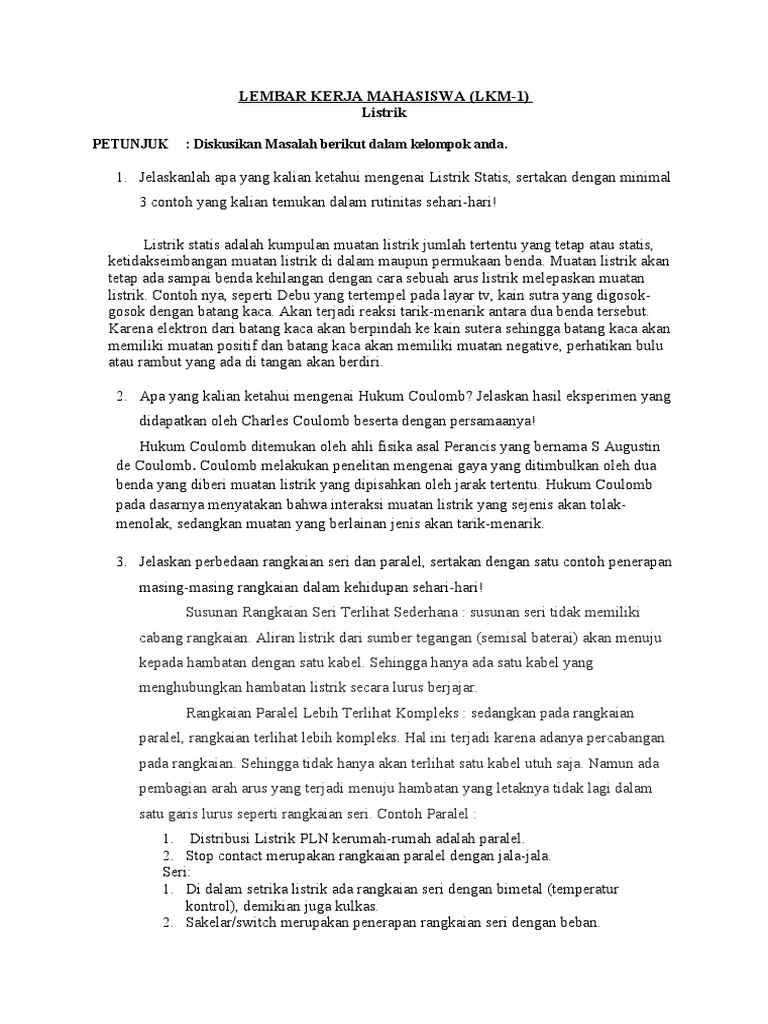 Lembar Kerja Mahasiswa | PDF