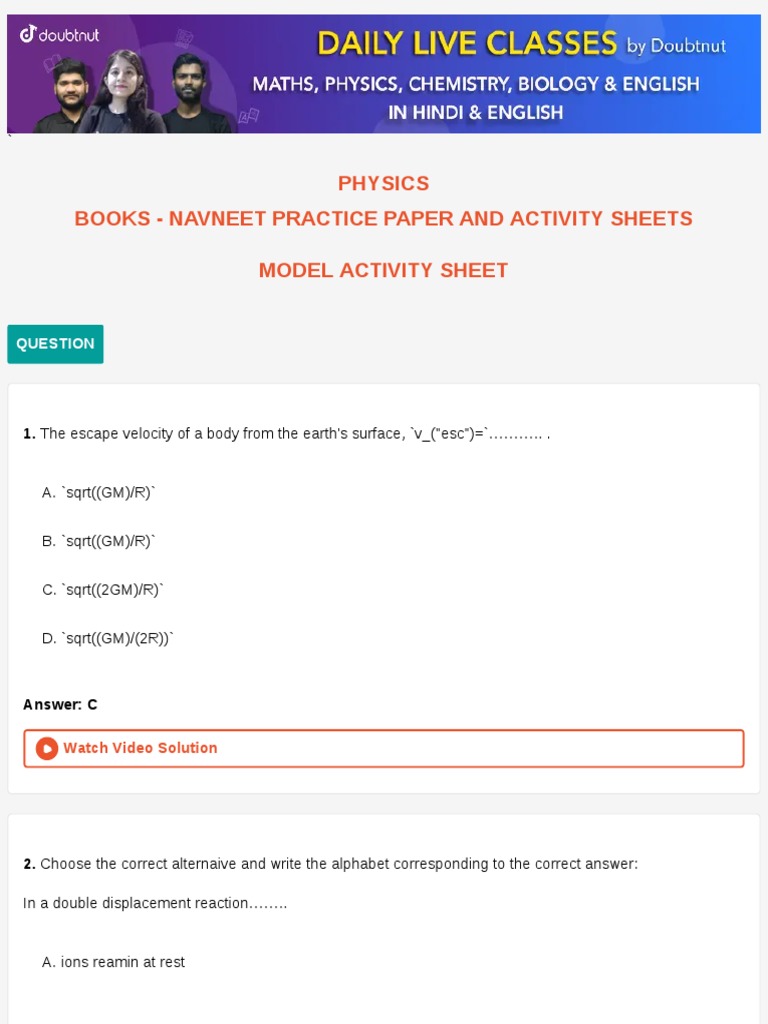 Books Doubtnut Question Bank - HTML | PDF | Physical Sciences | Physical Quantities