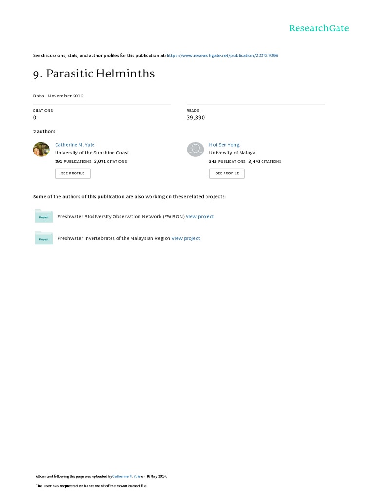 Aquatic Stages of Parasitic Helminths: An Overview of the Life Cycles ...