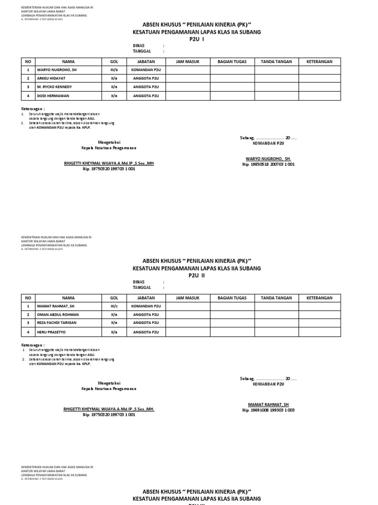 Absen Regu 1 DST | PDF
