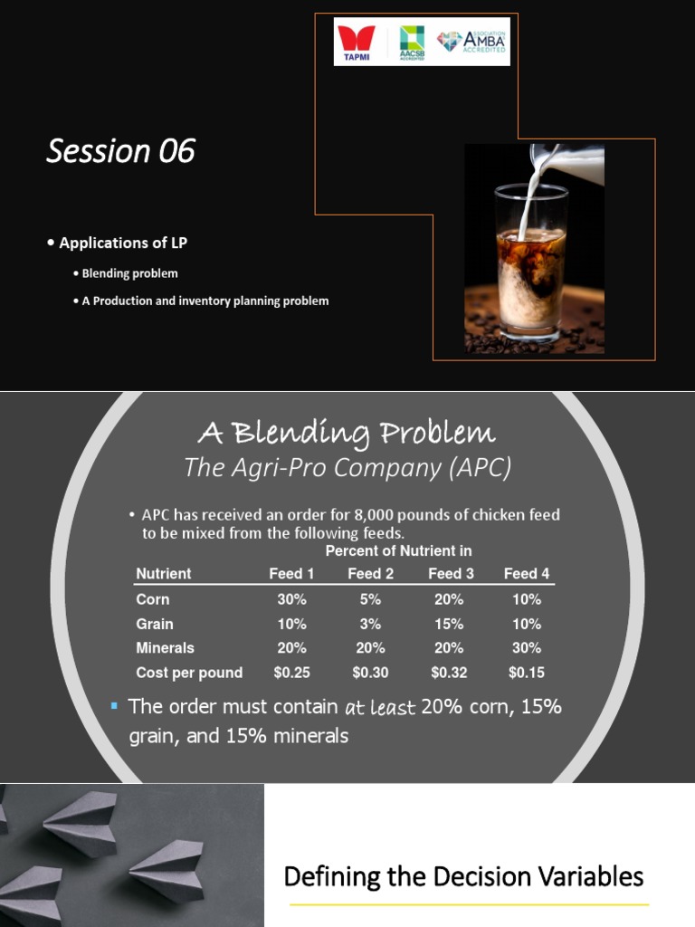 Blending Problem in Linear Programming | PDF | Inventory | Applied ...