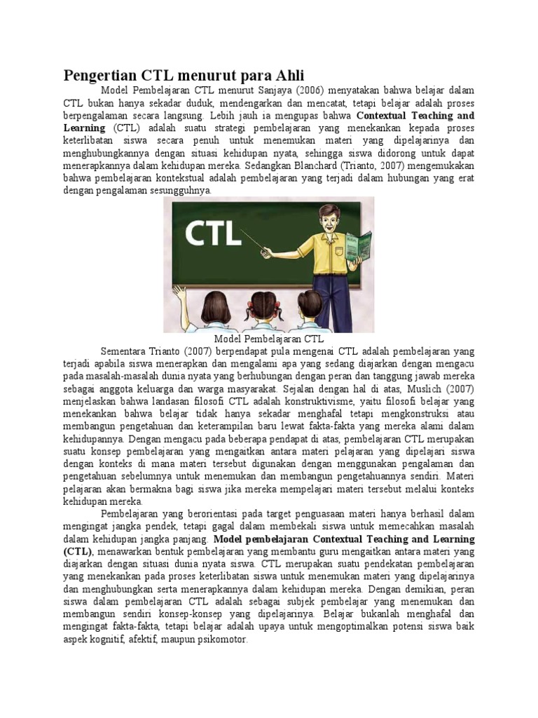 Pengertian dan Model Pembelajaran CTL | PDF | Karier & Perkembangan