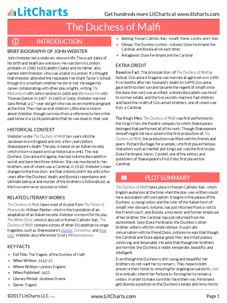 The Duchess of Malfi Litchart | PDF