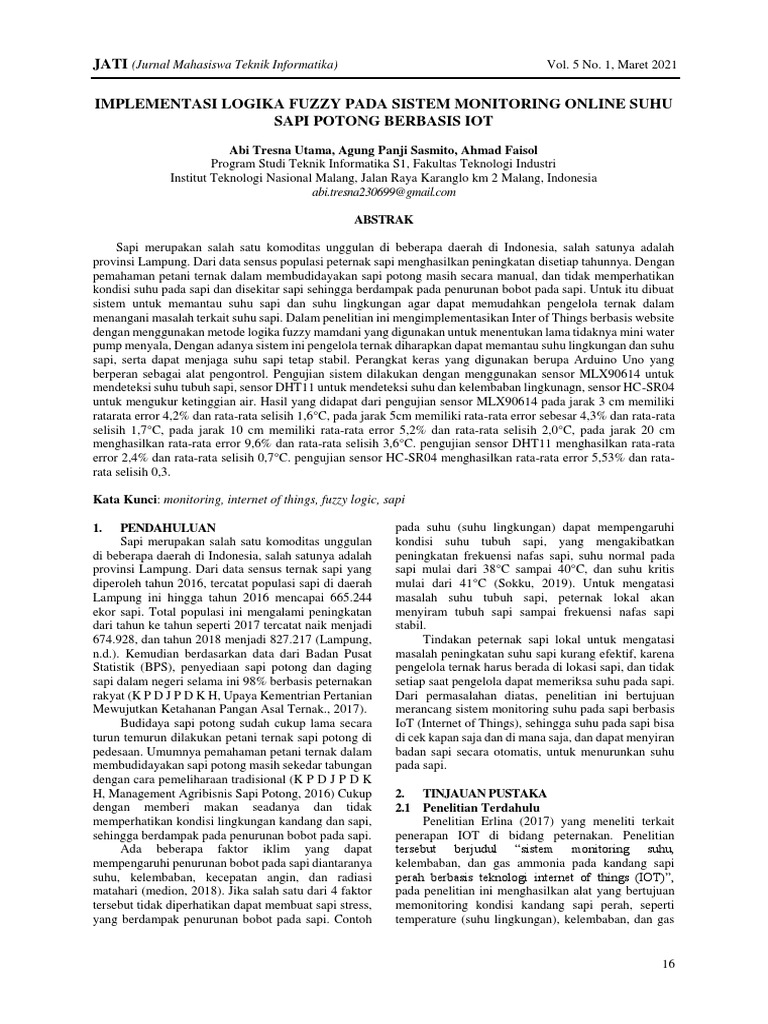 Implementasi Logika Fuzzy Pada Sistem Monitoring Online Suhu | PDF
