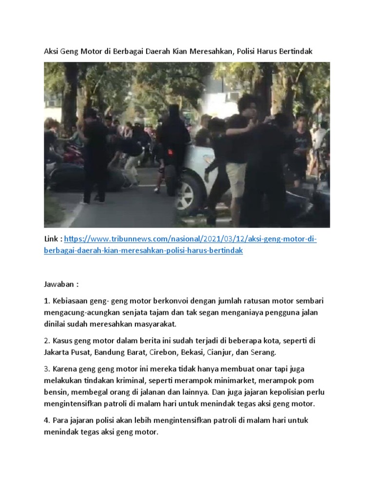 Aksi Geng Motor Di Berbagai Daerah Kian Meresahkan | PDF