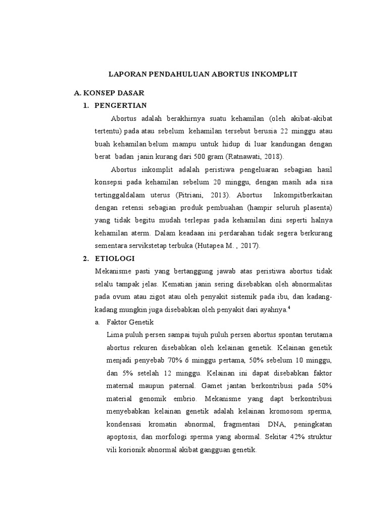 Abortus Inkomplit: Pengertian dan Gejala | PDF