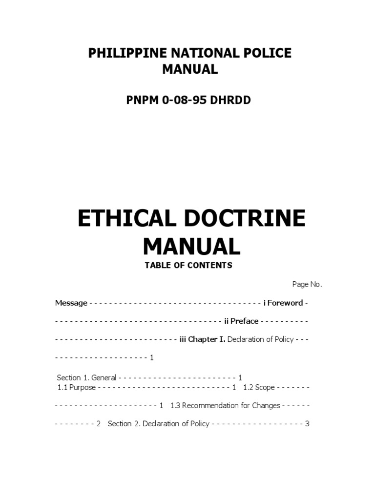 Ethical Doctrine Manual: Philippine National Police Manual | PDF ...