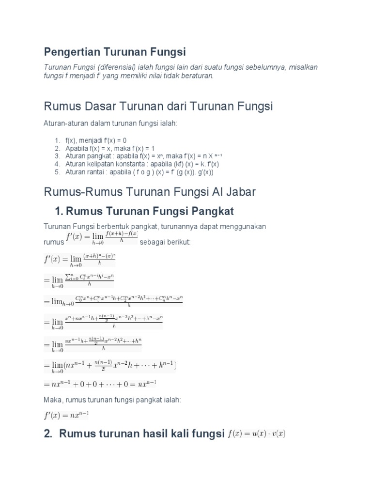 Pengertian Turunan Fungsi | PDF | Sains & Matematika