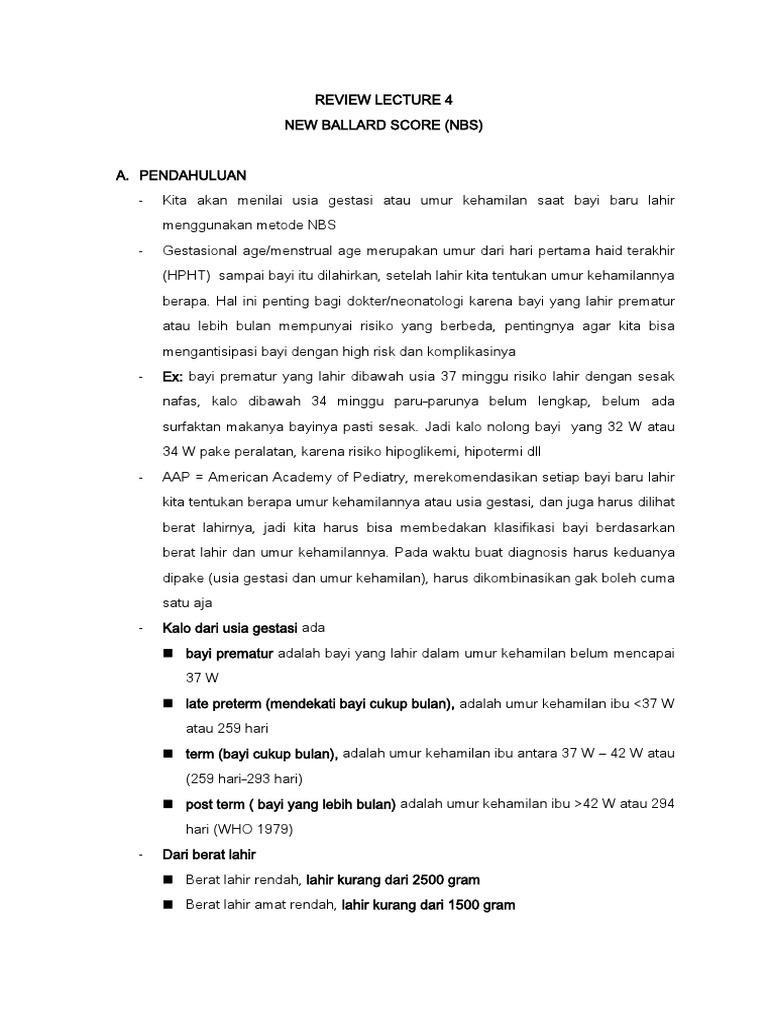 NBS (New Ballard Score) | PDF