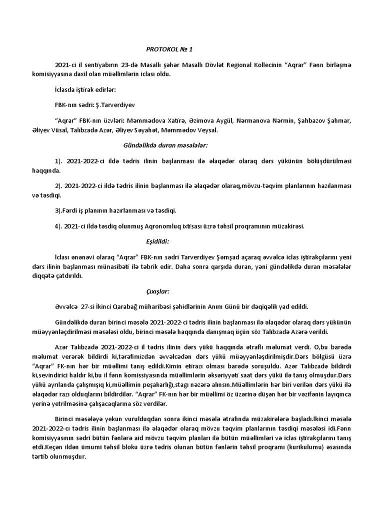 1 Protokol 2021 | PDF