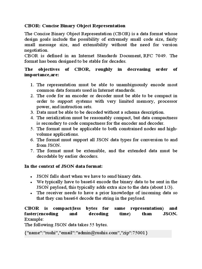 CBOR | PDF | Json | File Format