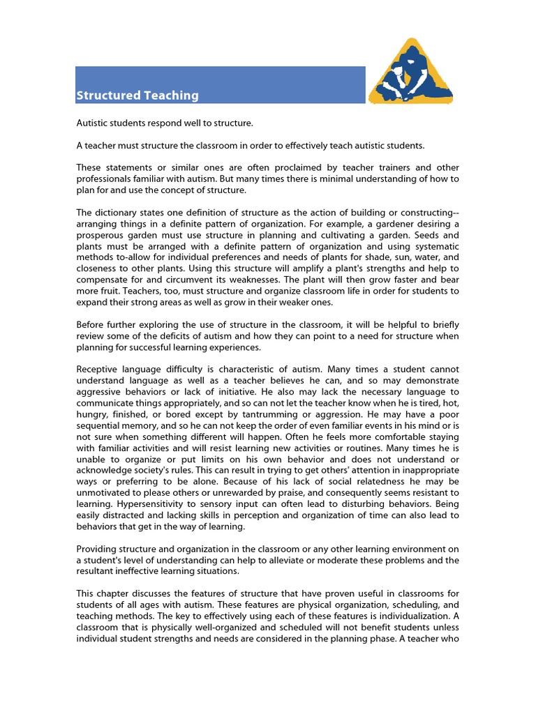 Division - TEACCH-Structured Teaching | PDF | Classroom | Autism