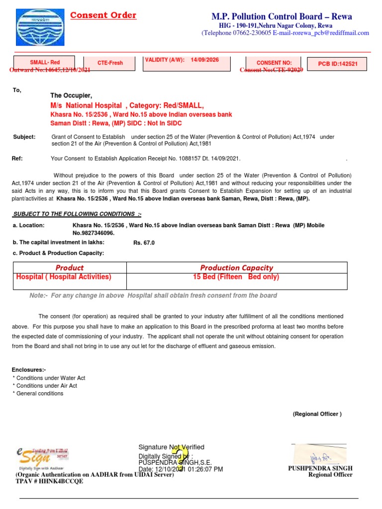 Consent Order - MPPCB | PDF | Sewage | Environment