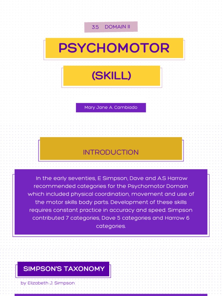 Psychomotor Domain Categories | PDF | Perception | Cognition