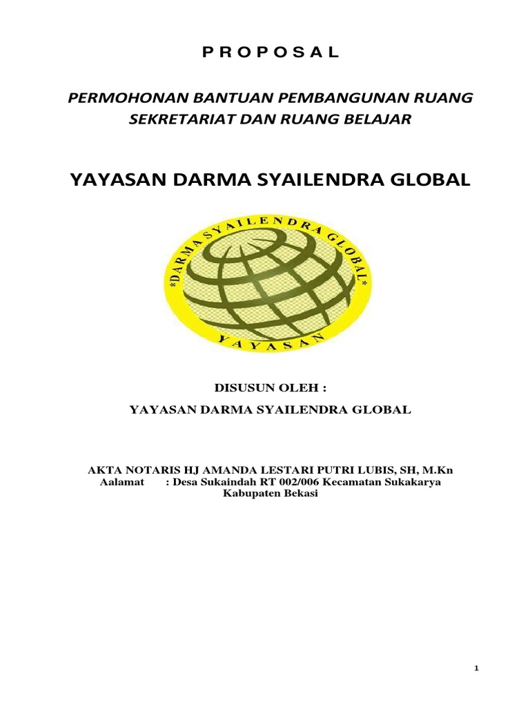 Proposal Yayasan Darma Syailendra Global | PDF