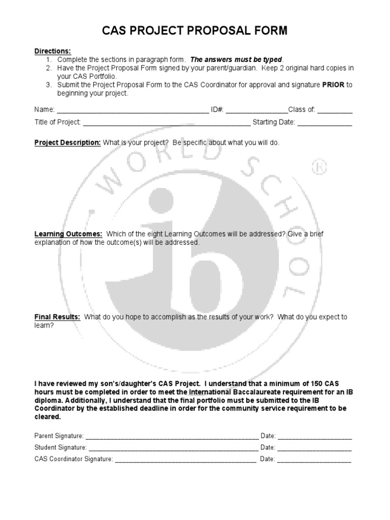 CAS Project Proposal Guidelines | PDF