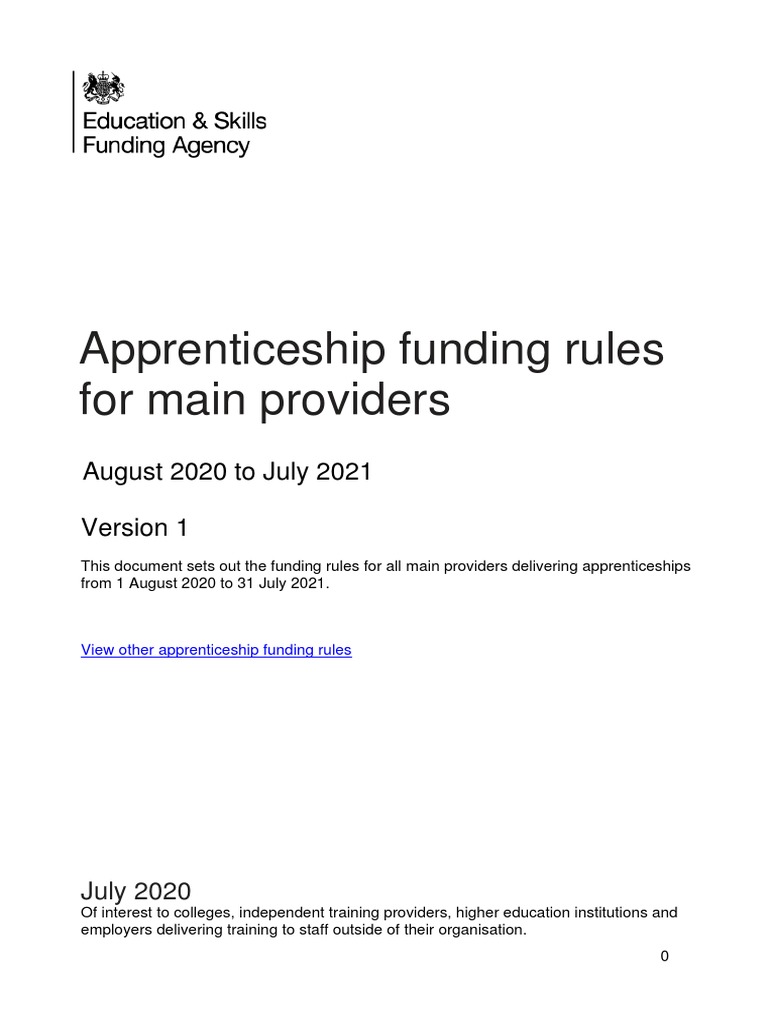 2021 Provider Rules Version 1 v1.0 FINAL | PDF | Apprenticeship | Employment