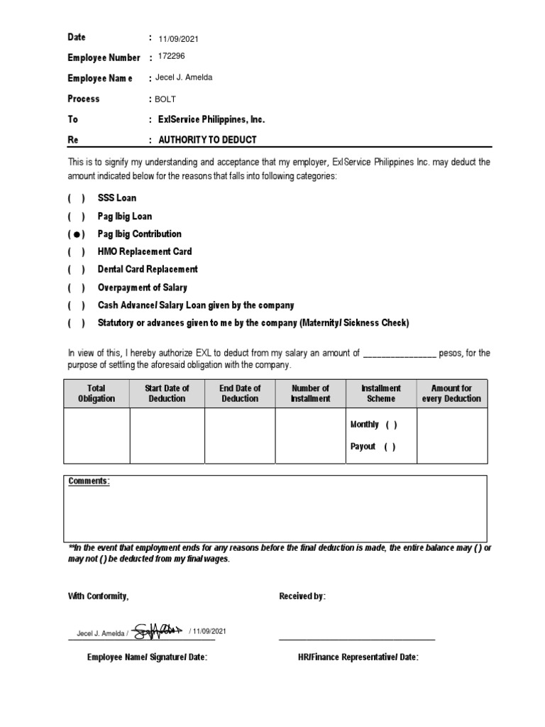 ATD Form | PDF