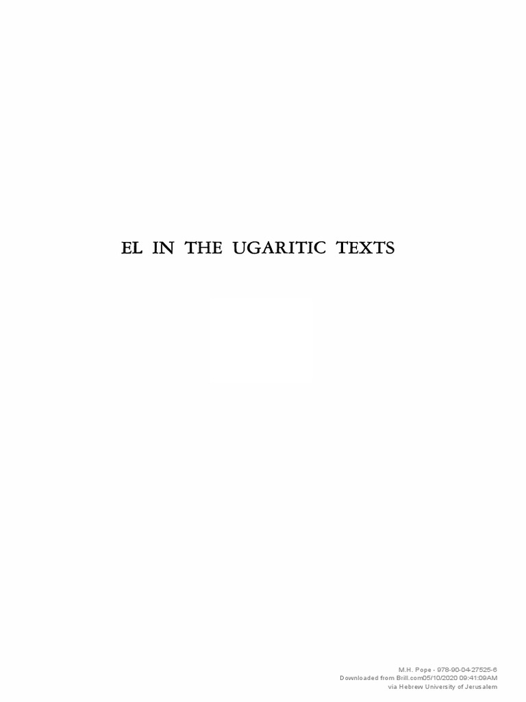 El in The Ugaritic Texts) El in The Ugaritic Texts | PDF | Grammatical ...