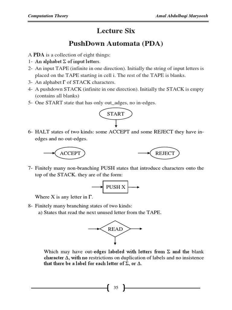 Lecture Six Pushdown Automata (Pda) | Download Free PDF | Computer Programming | Formal Methods