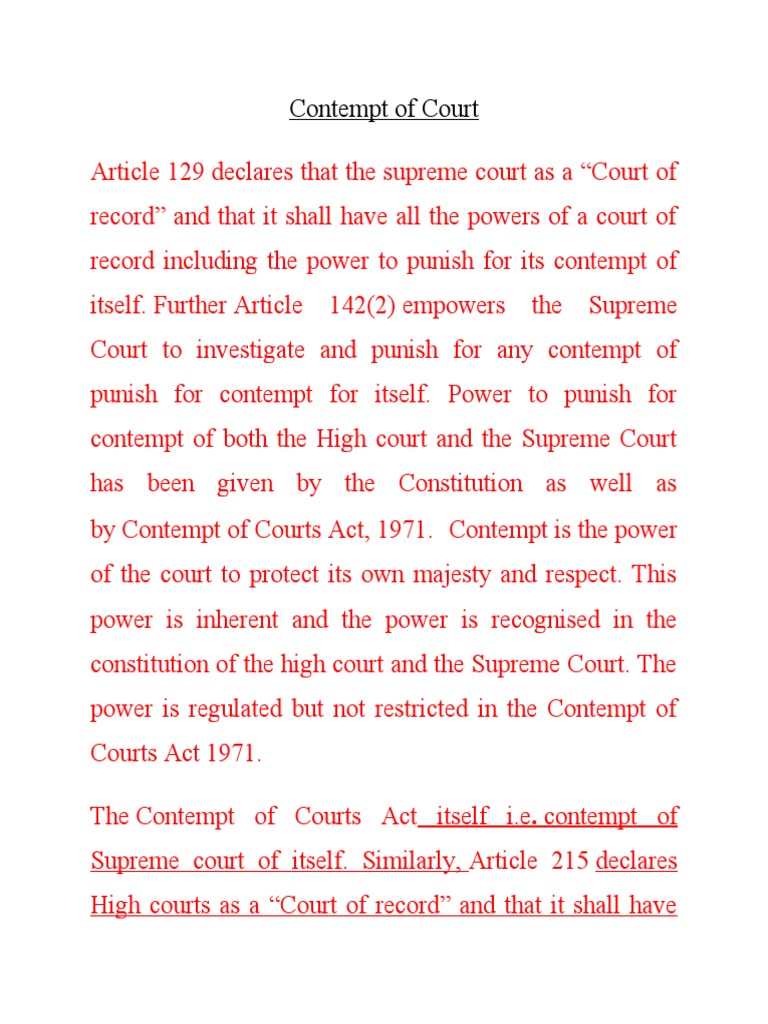 Contempt of Court | PDF | Contempt Of Court | Supreme Court Of India