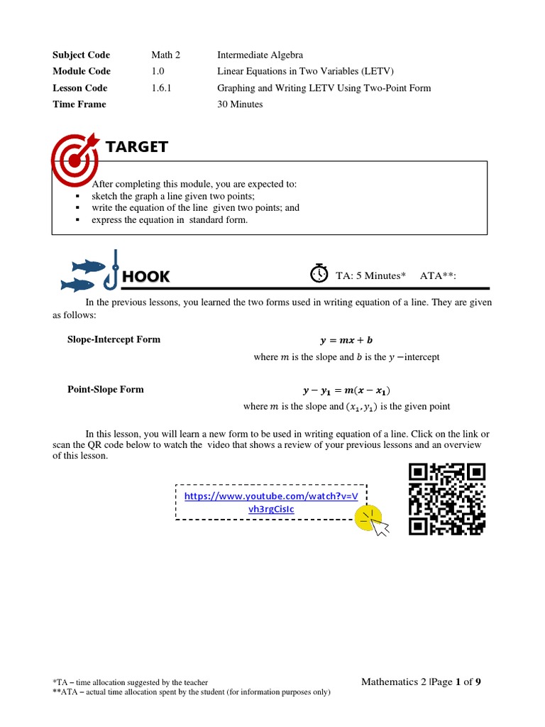 SLG M2 1.6.1 Two-Point-Form | Download Free PDF | Equations ...
