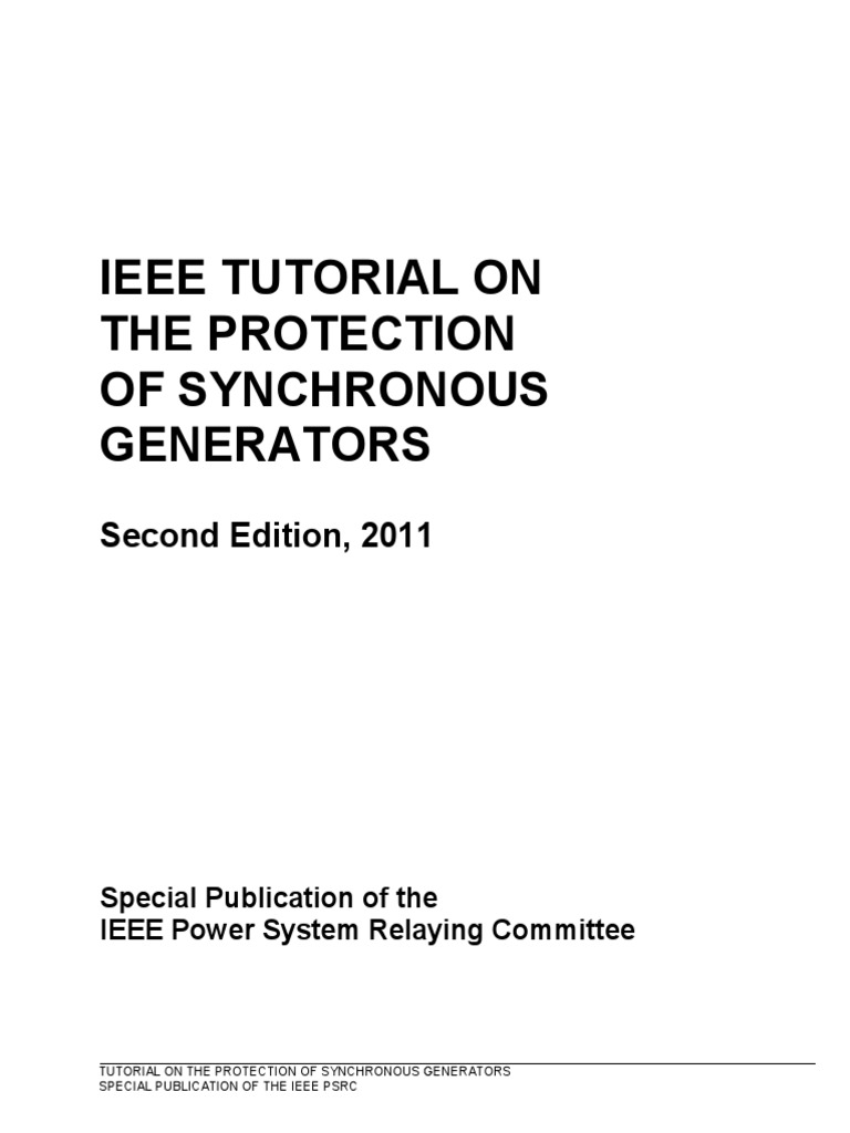 IEEE Tutorial On The Protection of The Synchronous Generators | PDF ...