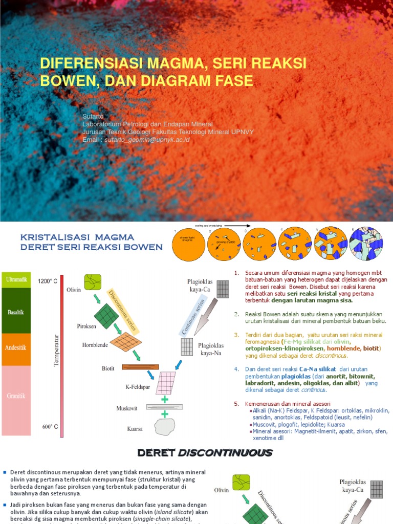 Diferensiasi Magma, Seri Reaksi Bowen, Dan Diagram Fase | PDF