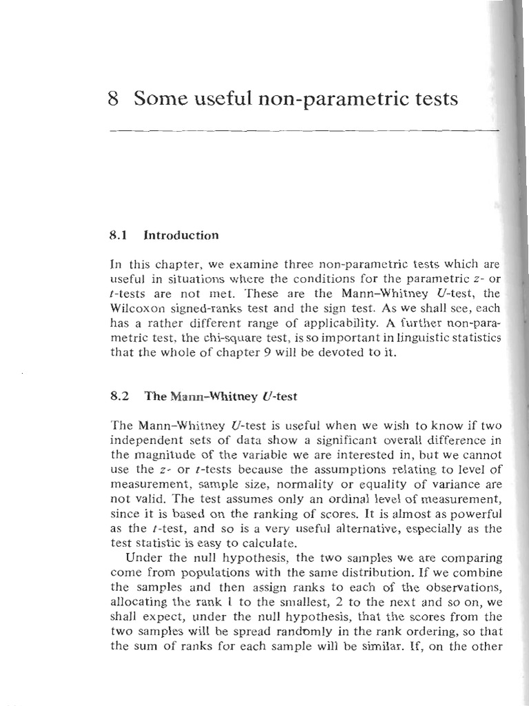 Non - Parametric Statistics | PDF
