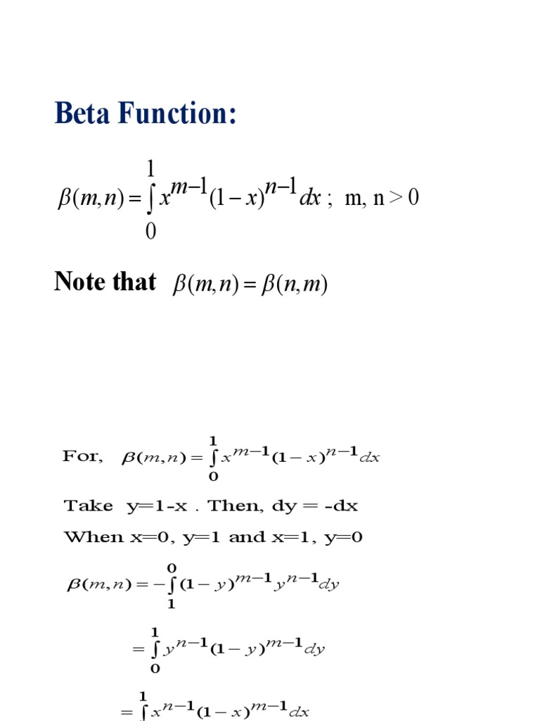 Beta Function:: M N MN X X DX MN NM | PDF | Trigonometric Functions ...