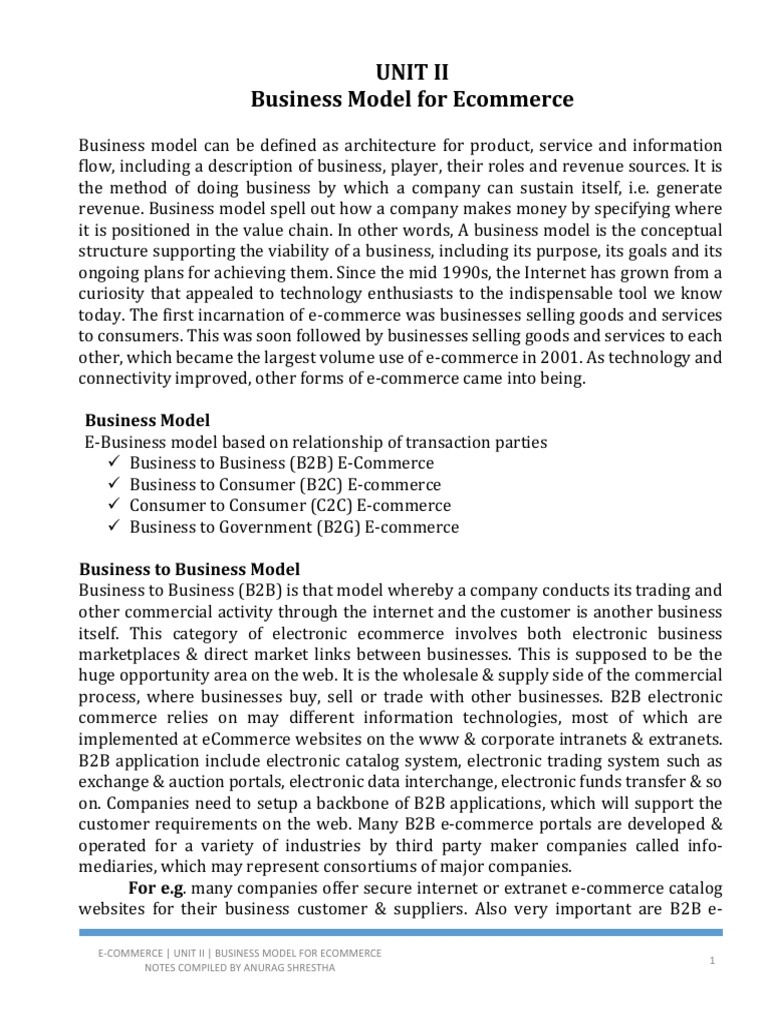 Business Models for E-Commerce Explained | PDF | E Commerce | Economies