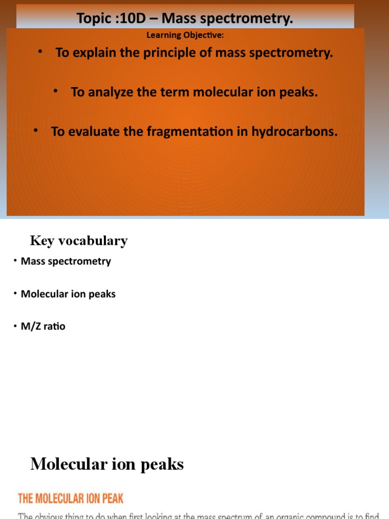 Mass Spectrometry of Organic Compounds. | PDF | Molecules | Mass ...