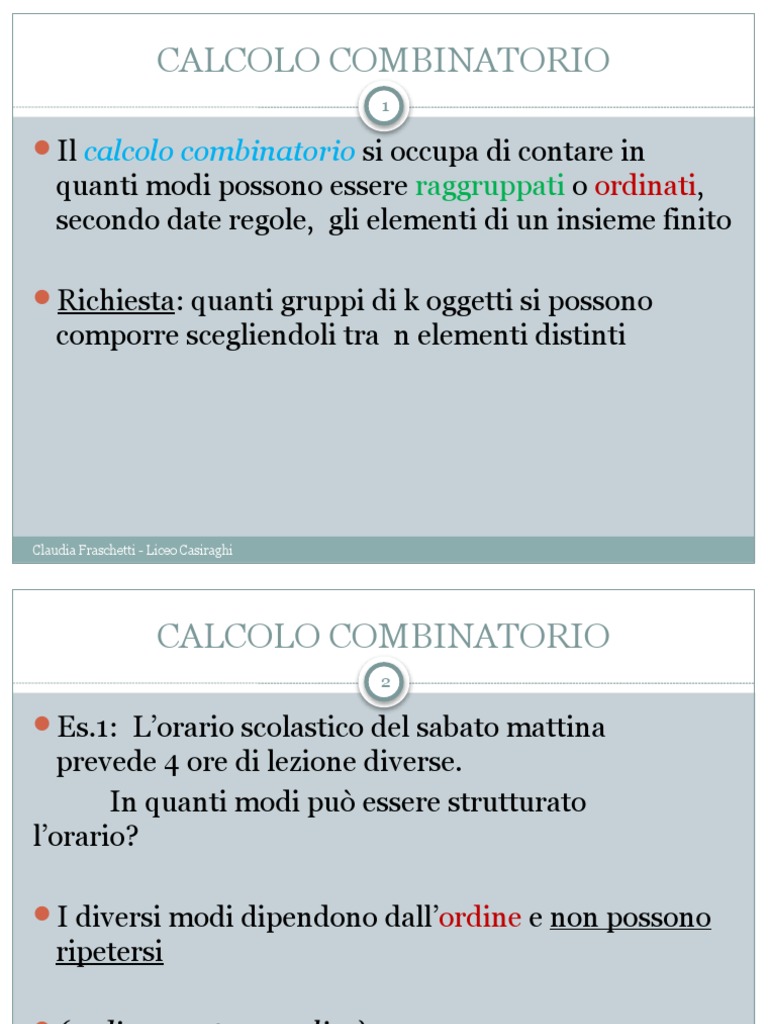 Calcolo Combinatorio | PDF