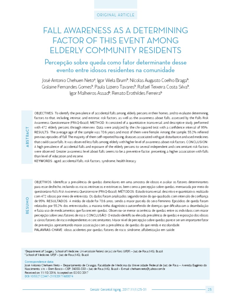 Fall Awareness As A Determining | PDF | Confidence Interval | Risk