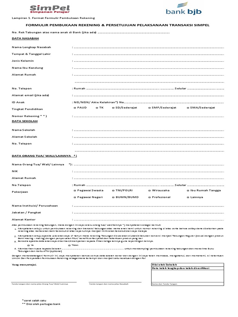 Formulario de Apertura de Cuenta BJB | PDF | Crecimiento personal y ...
