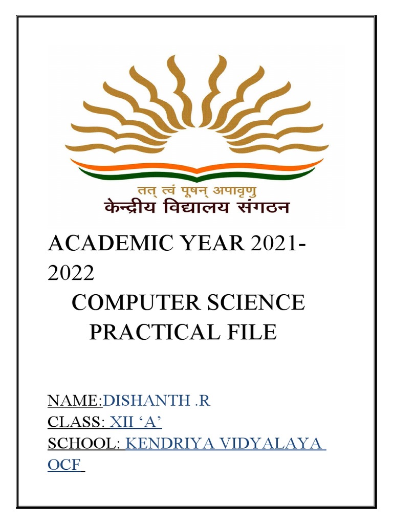 Cs Class 12 Term 1 Project Pdf Python Programming Language